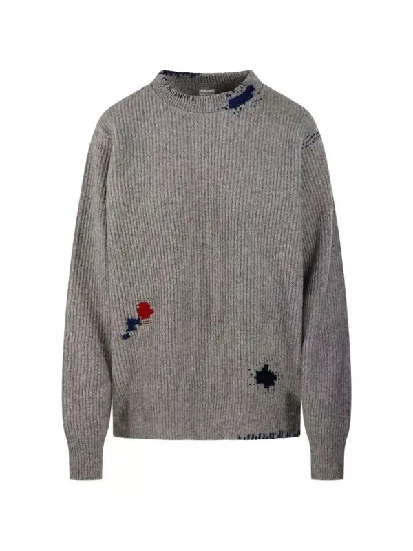KURO Distressed Ribbed-knit Sweater