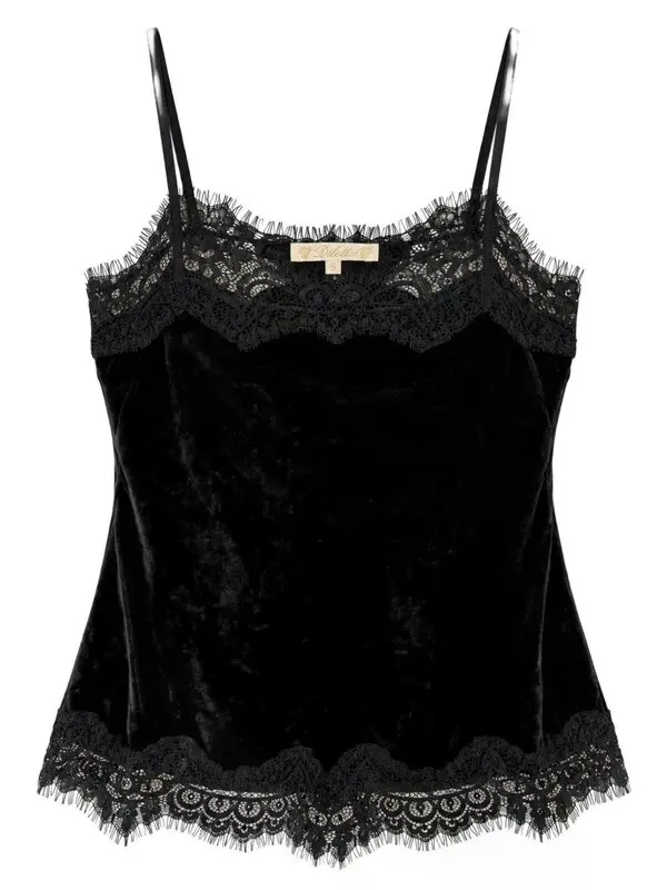 Gold Hawk Lace-trim Velvet Camisole