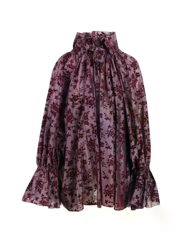 THELATEST Estelle Floral-devoré Ruffled Blouse