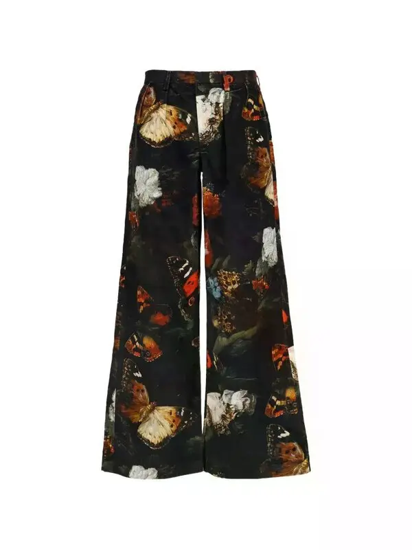 R13 Butterfly-print Wide-leg Trousers