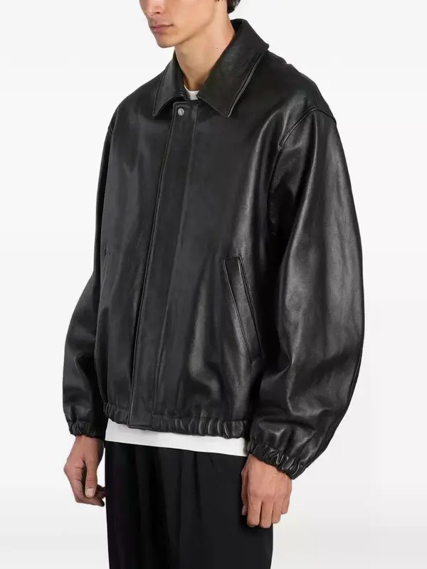 SSSTEIN Collared Elasticated-trim Leather Jacket