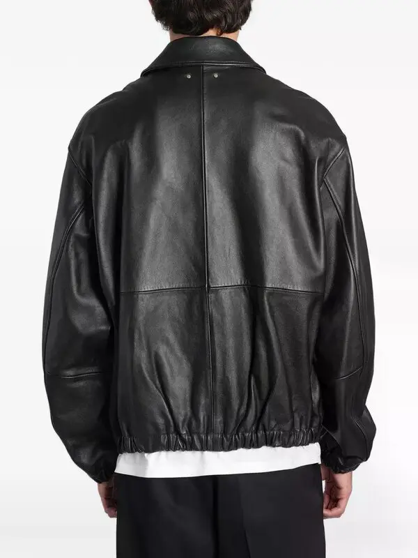 SSSTEIN Collared Elasticated-trim Leather Jacket