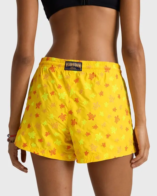 Vilebrequin Embroidered Swim Shorts Micro Ronde Des Tortues Limited Edition Shorty Fiona - Yellow
