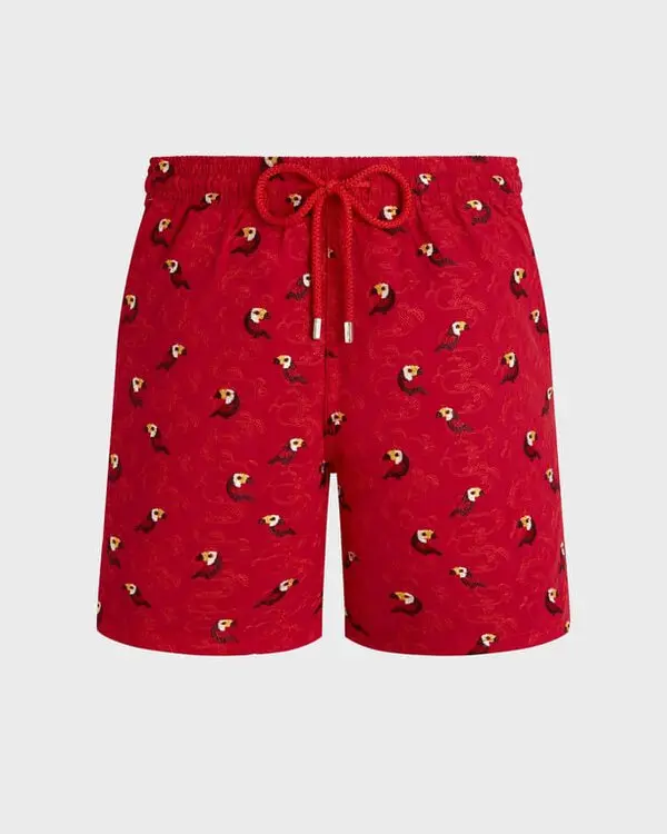 Vilebrequin Embroide Swim Trunks Toucana Limited Edition Swimwear Mistral - Red