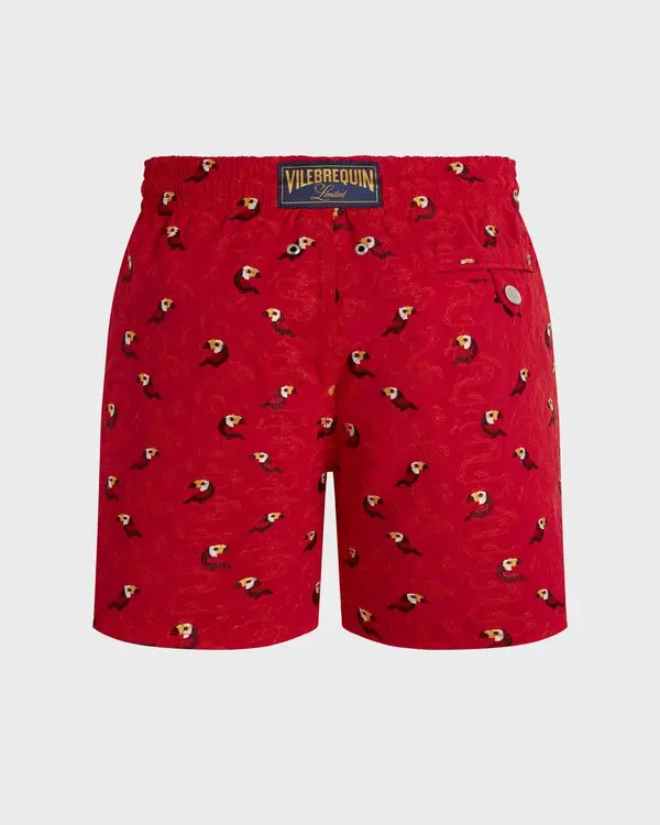 Vilebrequin Embroide Swim Trunks Toucana Limited Edition Swimwear Mistral - Red