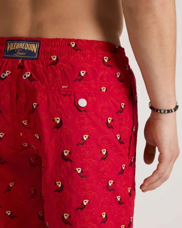 Vilebrequin Embroide Swim Trunks Toucana Limited Edition Swimwear Mistral - Red