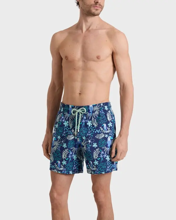 Vilebrequin Embroidered Swim Trunks Papel De Embrulho Limited Edition Swimwear Mistral - Blue