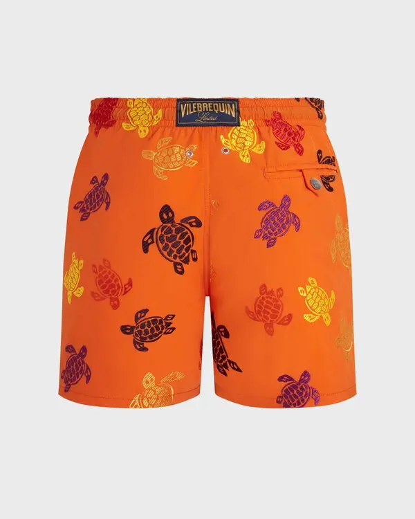Vilebrequin Embroidered Swim Trunks Ronde Des Tortues Limited Edition Swimwear Mistral - Orange