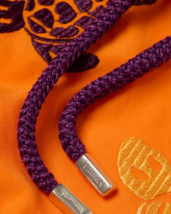 Vilebrequin Embroidered Swim Trunks Ronde Des Tortues Limited Edition Swimwear Mistral - Orange