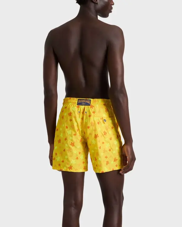 Vilebrequin Embroidered Swim Trunks Micro Ronde Des Tortues Limited Edition Swimwear Mistral - Yellow