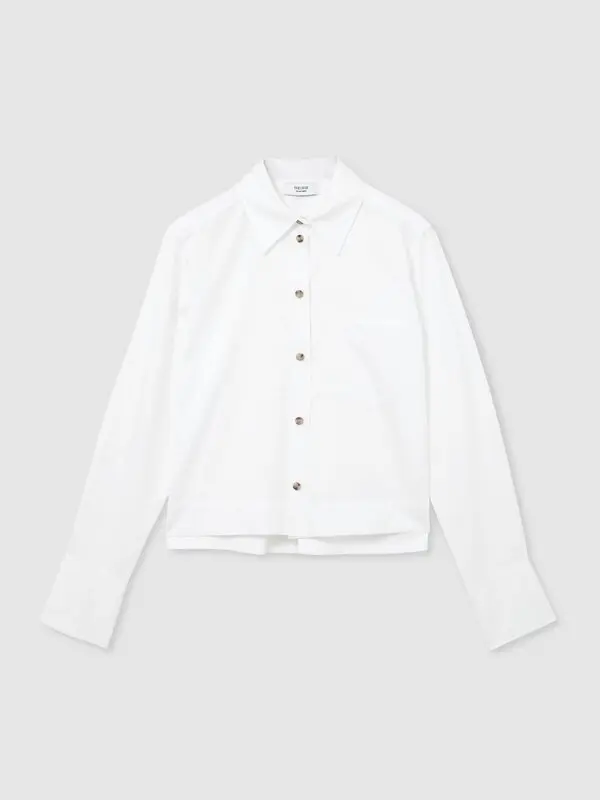 REISS Carlotta Cotton Cropped Long-sleeve Shirt - White