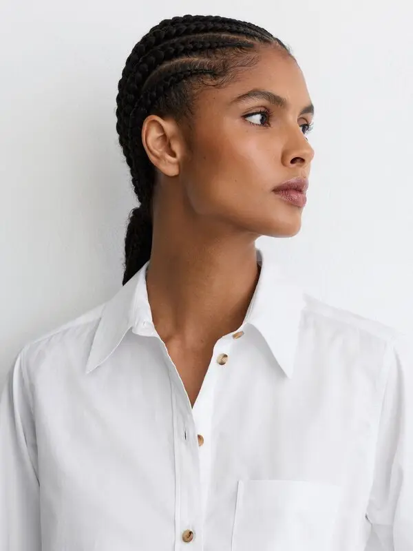 REISS Carlotta Cotton Cropped Long-sleeve Shirt - White