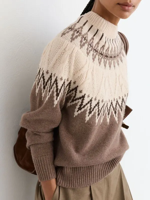 REISS Alva Wool-cashmere Cable-detail Fairisle Jumper