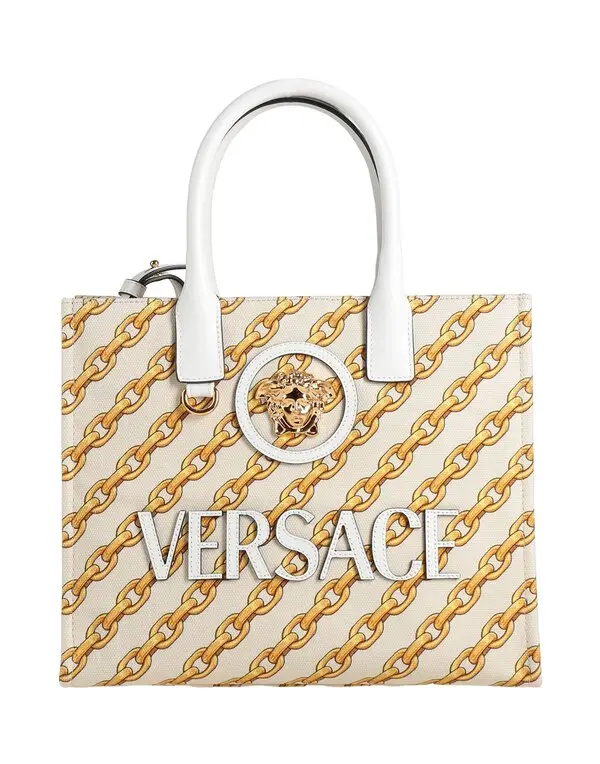 Versace Handbag Ivory Cotton, Calfskin