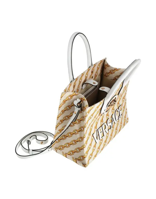 Versace Handbag Ivory Cotton, Calfskin