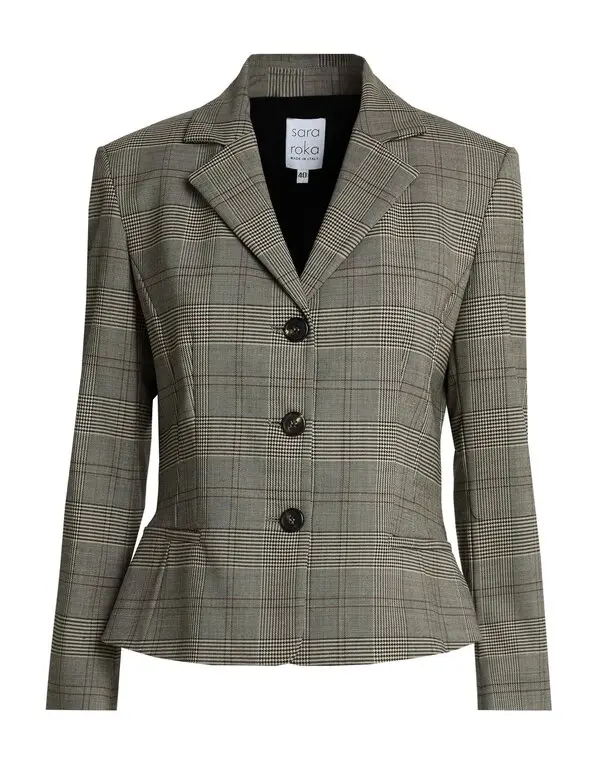 SARA ROKA Blazer Size Polyester, Virgin Wool, Elastane