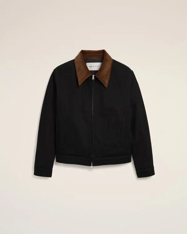 AMI Paris Cotton Zipped Jacket With De Coeur
