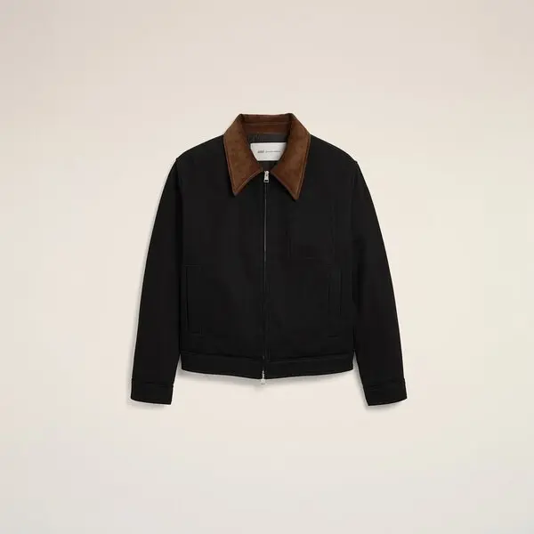 AMI Paris Cotton Zipped Jacket With De Coeur