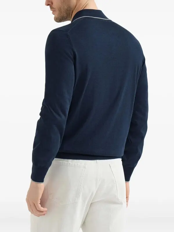 Brunello Cucinelli Long-sleeve Knitted Polo Shirt