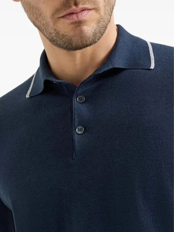 Brunello Cucinelli Long-sleeve Knitted Polo Shirt