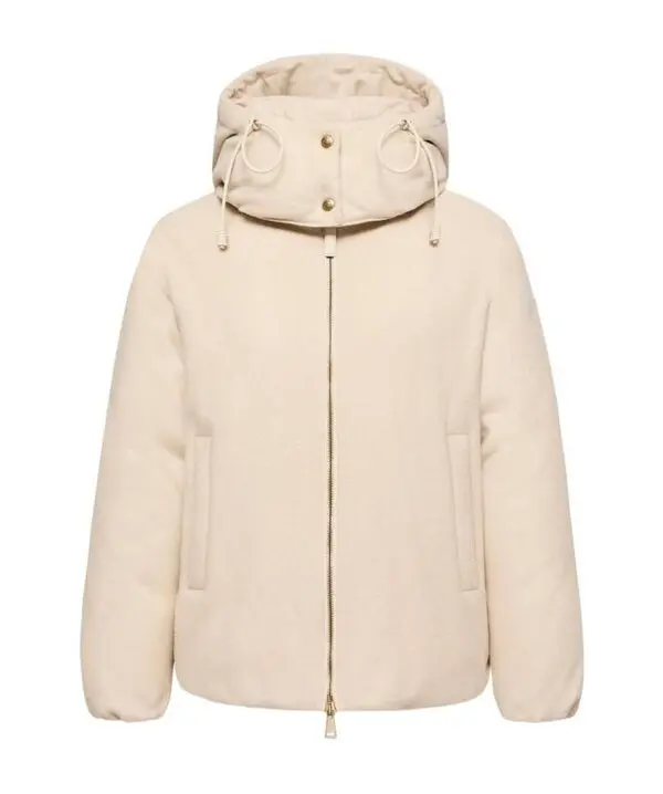 Moncler Vivante Hooded Wool Cashmere Short Down Jacket