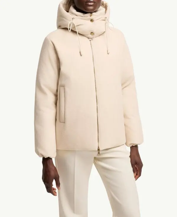 Moncler Vivante Hooded Wool Cashmere Short Down Jacket
