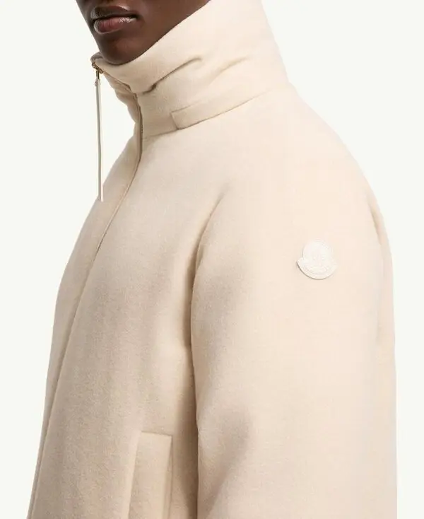 Moncler Vivante Hooded Wool Cashmere Short Down Jacket