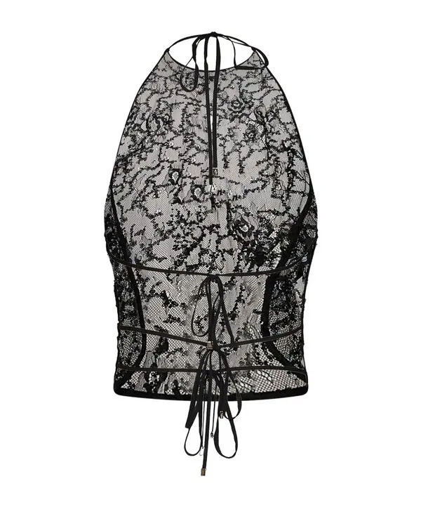 Attico Lace Sequin Halter Top