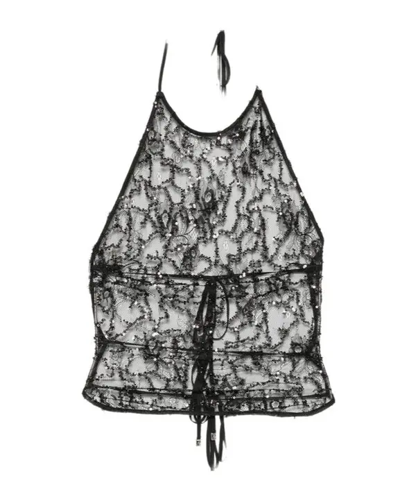 Attico Lace Sequin Halter Top
