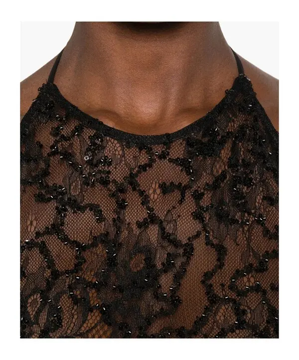 Attico Lace Sequin Halter Top