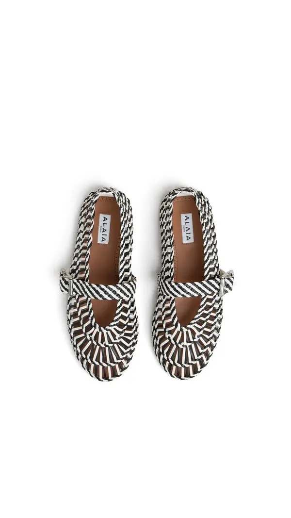 Alaïa Woven Ballet Flats - Black/white