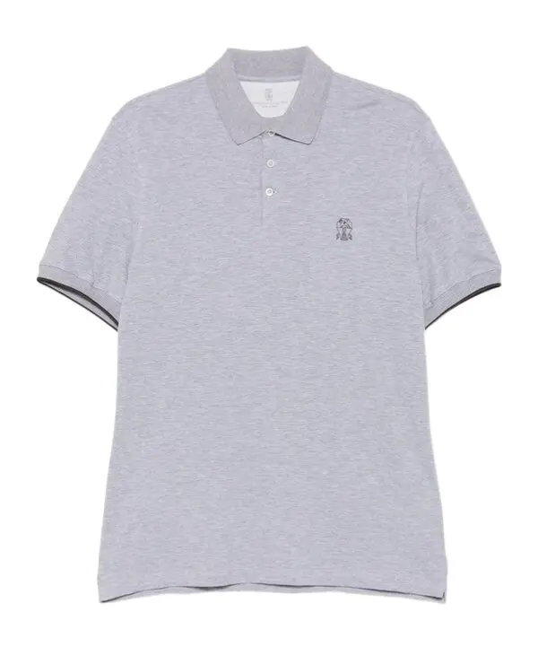 Brunello Cucinelli Logo-embroidered Piqué Polo Shirt - Gray