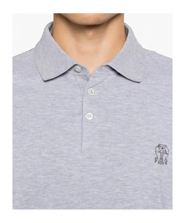 Brunello Cucinelli Logo-embroidered Piqué Polo Shirt - Gray