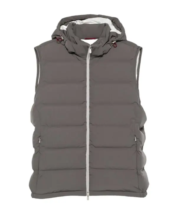 Brunello Cucinelli Quilted Hooded Gilet - Gray