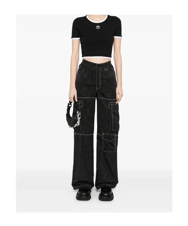 MARINE SERRE Moon Embroidered Crop Top
