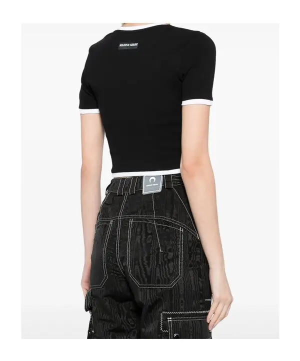 MARINE SERRE Moon Embroidered Crop Top
