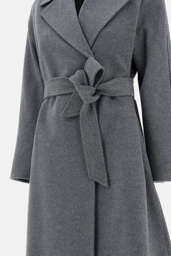 Max Mara Cappotto A Vestaglia In Drap Di Lana - Grigio