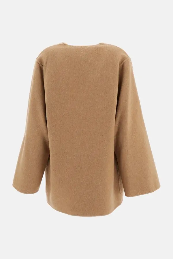Max Mara Cappotto Cardigan In Cammello E Mohair