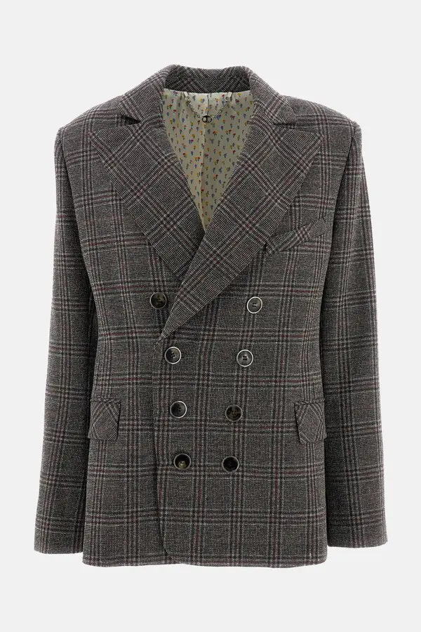 Rabanne Giacca Blazer Sartoreale In Lana Tartan