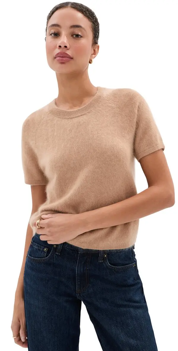 LE BOP Rosa Short Sleeve Cashmere Sweater - Light Camel