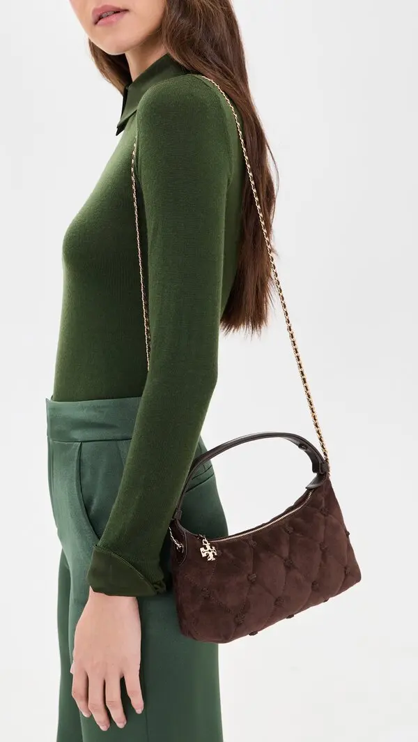 Tory Burch Bunny Knot Suede Shoulder Bag
