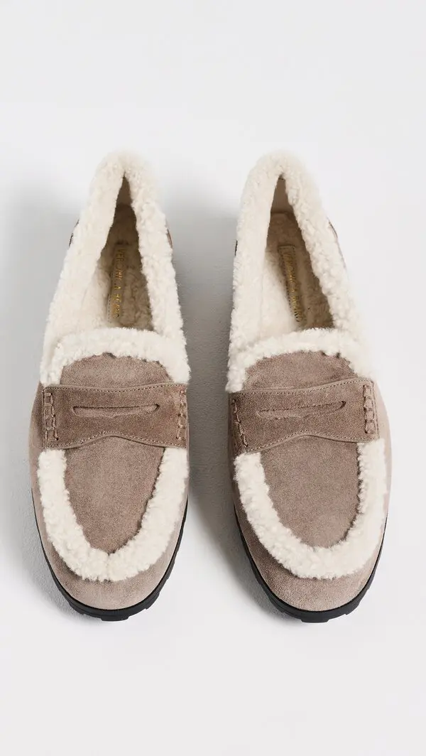 Veronica Beard Penny Lug Shearling Loafers