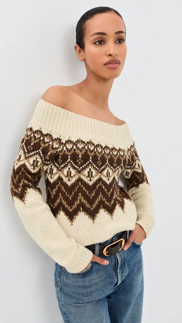 Moon River Off-shoulder Sweater Top