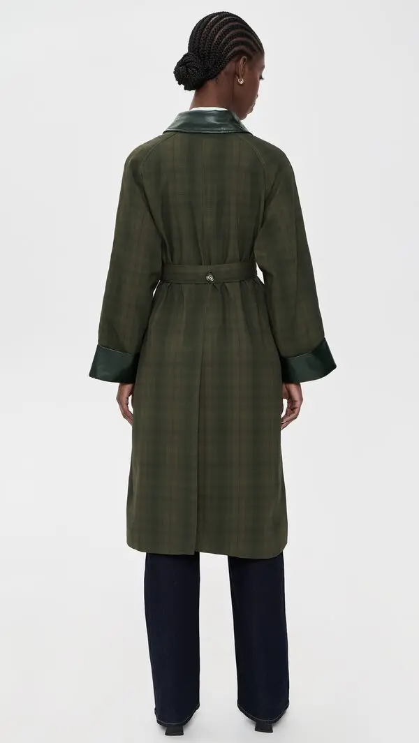 Moon River Contrast Collar Plaid Coat