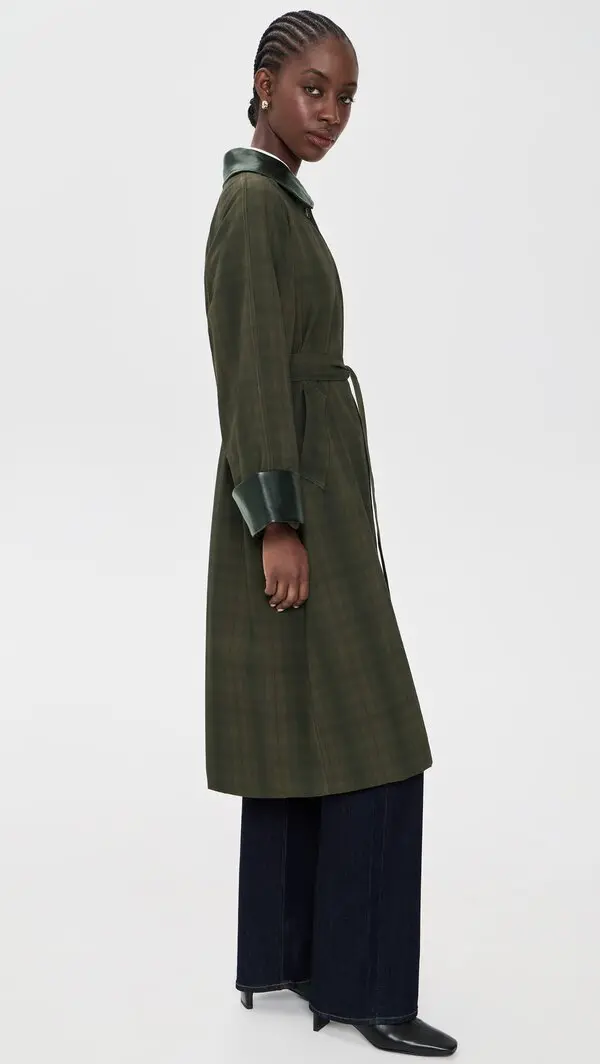 Moon River Contrast Collar Plaid Coat