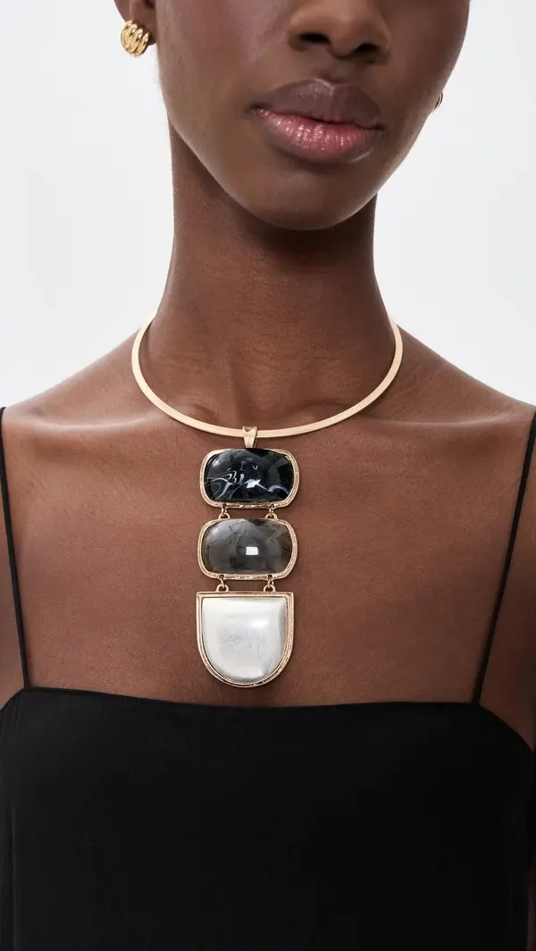 ADINA EDEN Multi Stone Herring Bone Choker