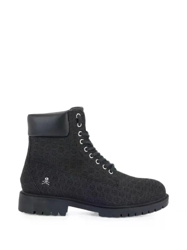 Philipp Plein Nubuck Leather Mid Boots Monogram