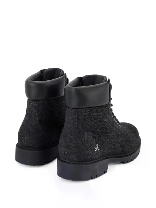 Philipp Plein Nubuck Leather Mid Boots Monogram