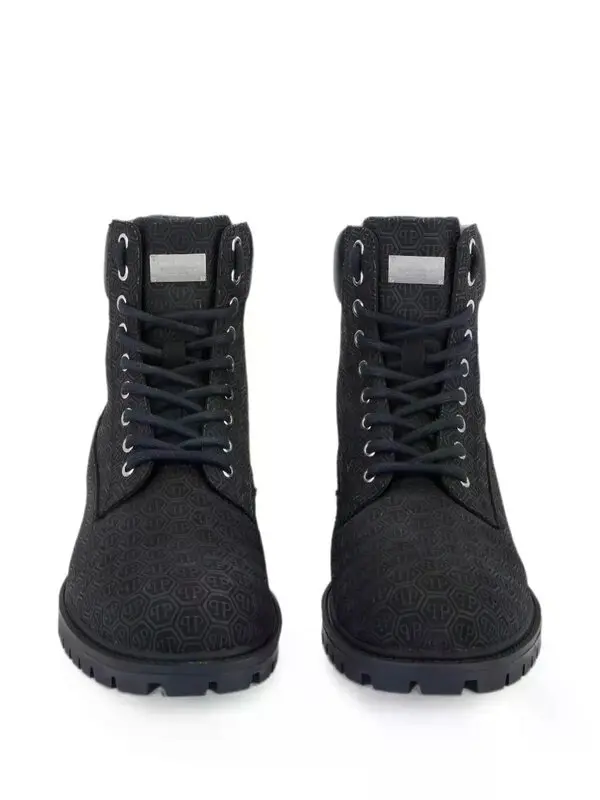 Philipp Plein Nubuck Leather Mid Boots Monogram