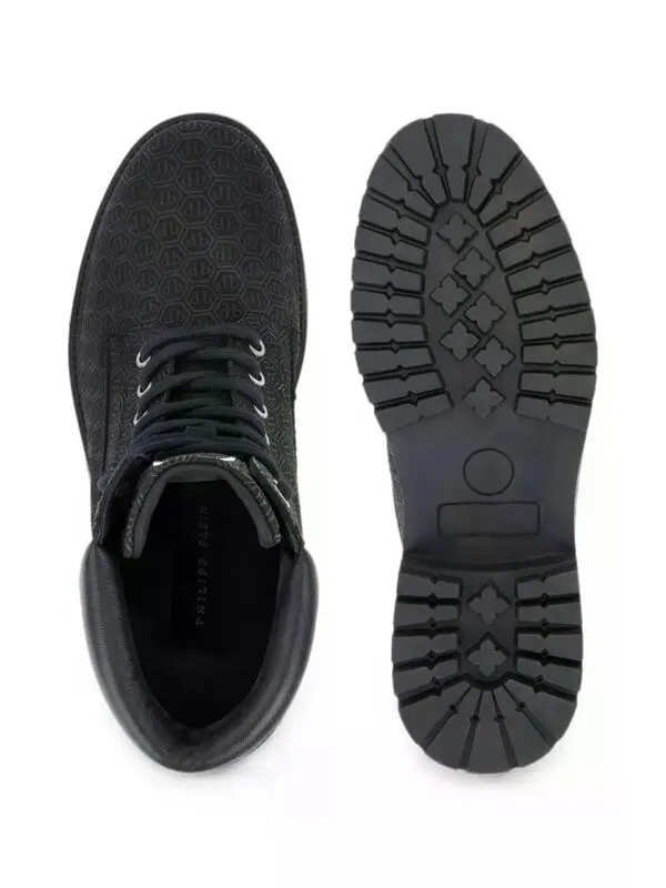Philipp Plein Nubuck Leather Mid Boots Monogram